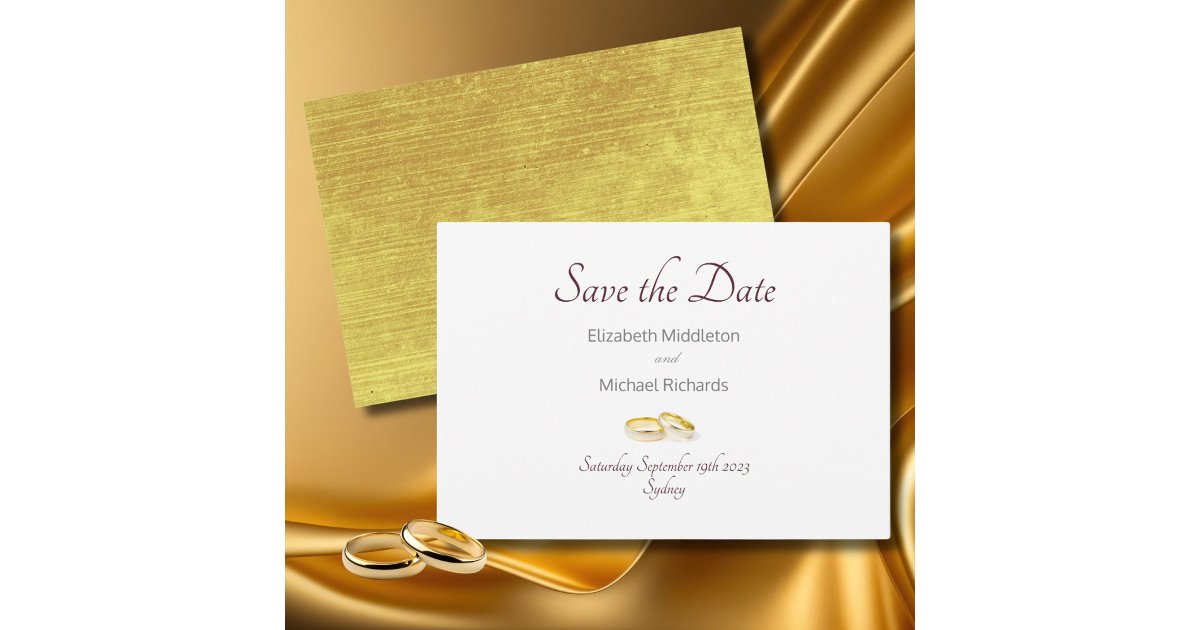 Elegant Gold Color Chic Wedding Save the Date | Zazzle