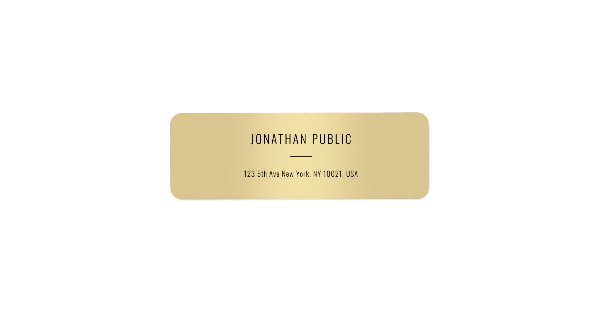 Elegant Gold Color Minimalist Modern Simple Return Label | Zazzle