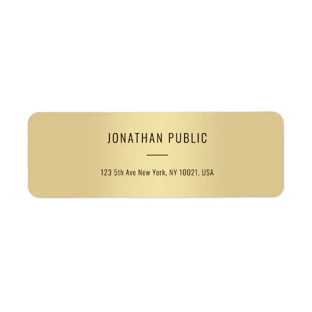 Elegant Gold Color Minimalist Modern Simple Return Label | Zazzle