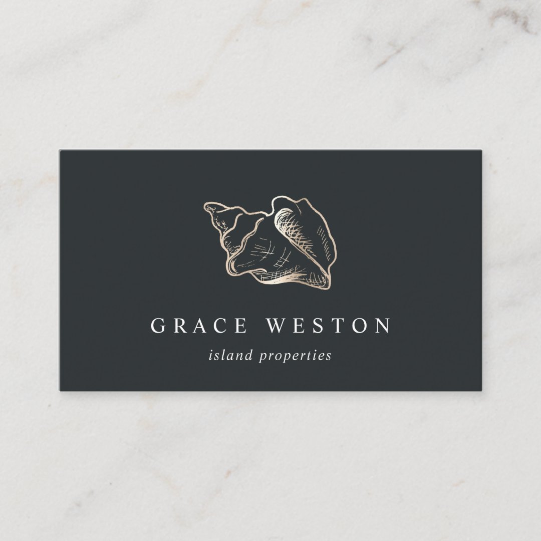 Elegant Gold Conch Shell Business Card | Zazzle