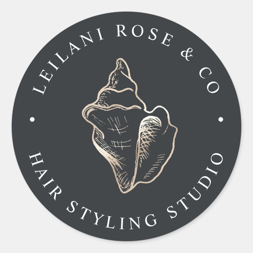 Elegant Gold Conch Shell Personalized Classic Round Sticker | Zazzle