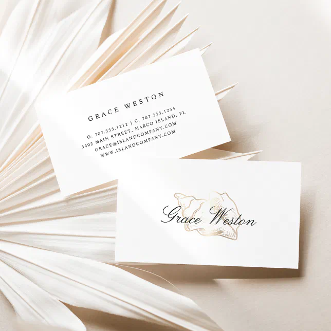 Elegant Gold Conch Shell Script Business Card | Zazzle