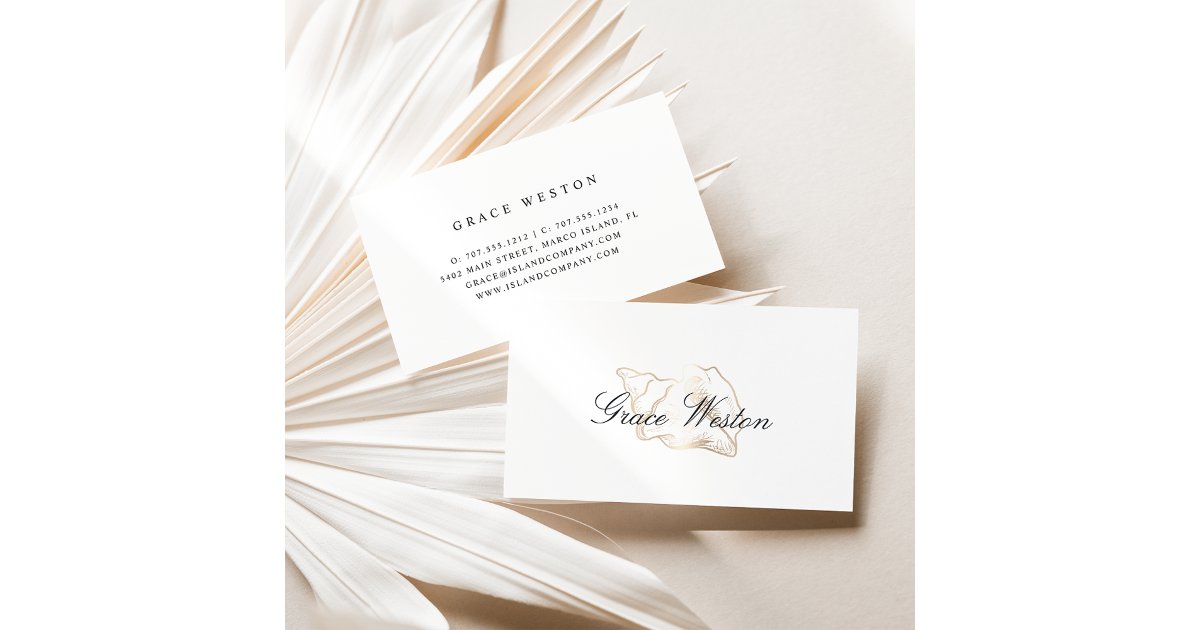 Elegant Gold Conch Shell Script Business Card | Zazzle