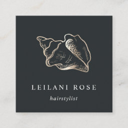 Elegant Gold Conch Shell Square Business Card | Zazzle