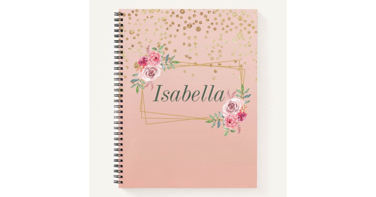 Elegant gold confetti and frame Spiral Notebook | Zazzle