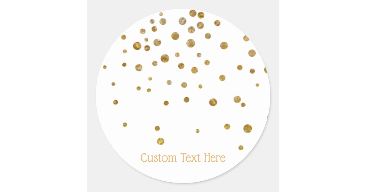 Elegant Gold Confetti Dots Custom Text Classic Round Sticker | Zazzle
