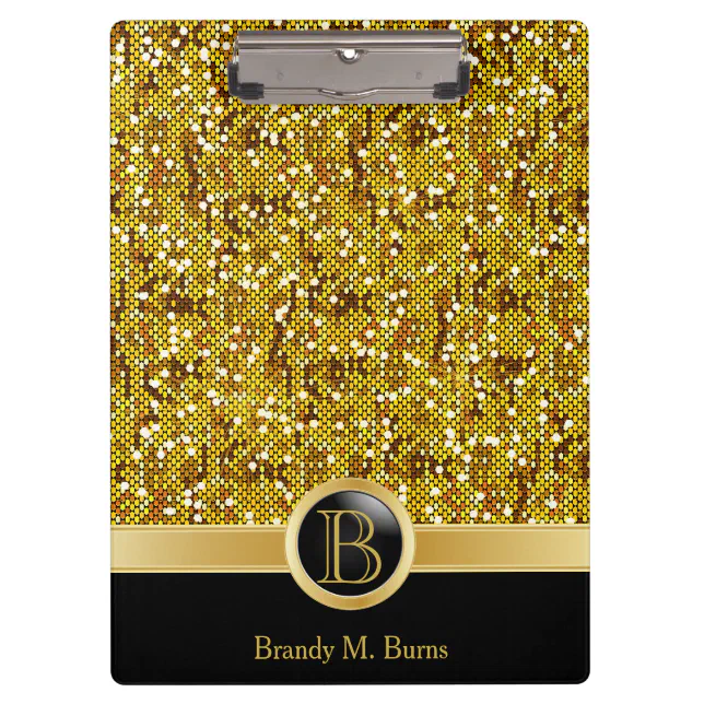 Elegant Gold Confetti Glitter Print Clipboard | Zazzle