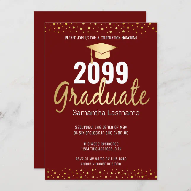 Elegant Gold Confetti Graduate Class of 2022 Invitation | Zazzle