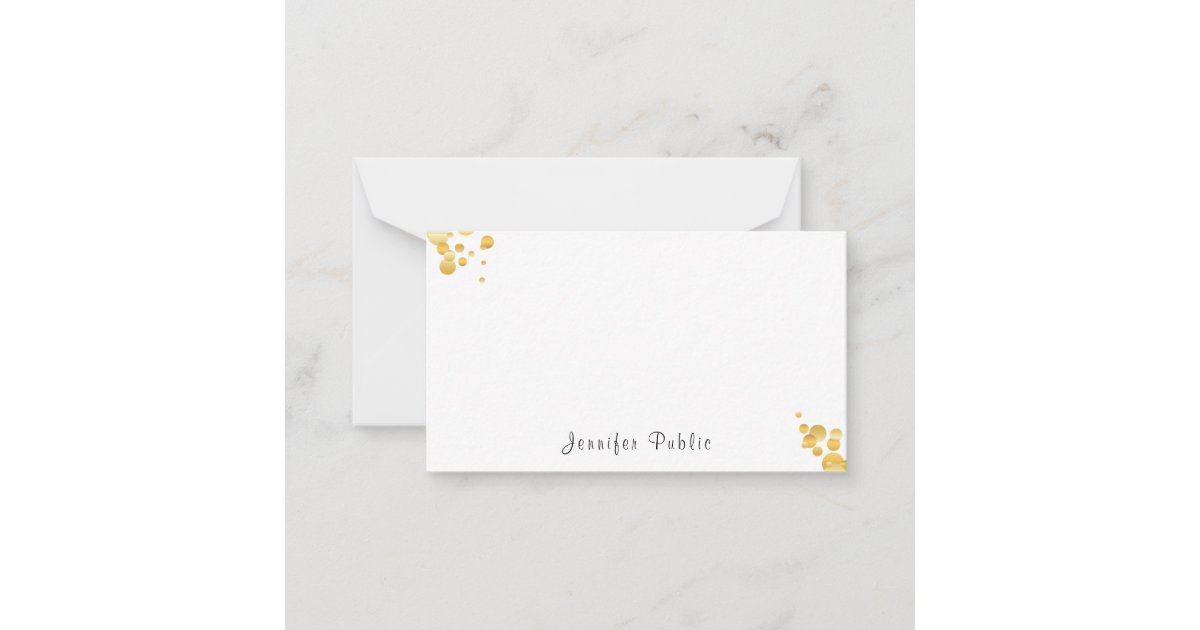 Elegant Gold Confetti Handwritten Monogrammed Note Card | Zazzle