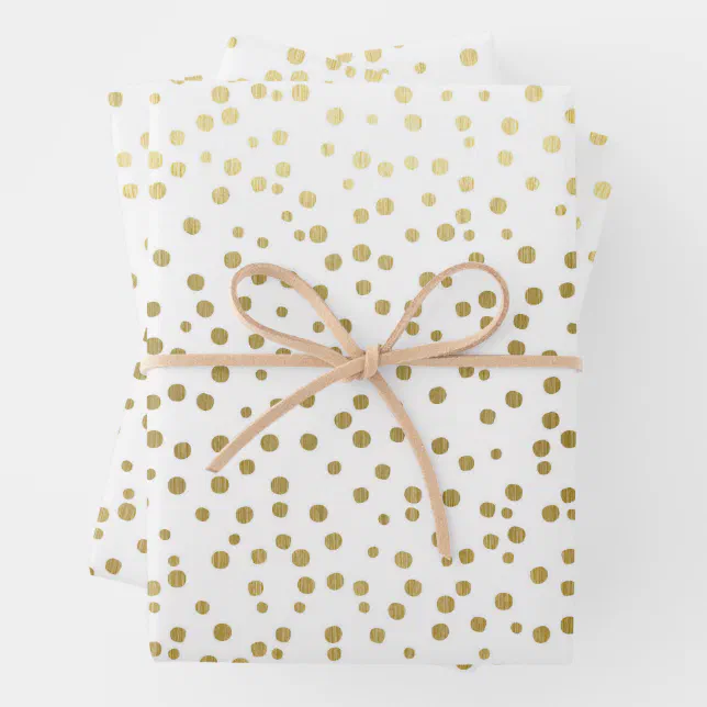 Elegant Gold Confetti Pattern Wedding Wrapping Paper Sheets | Zazzle