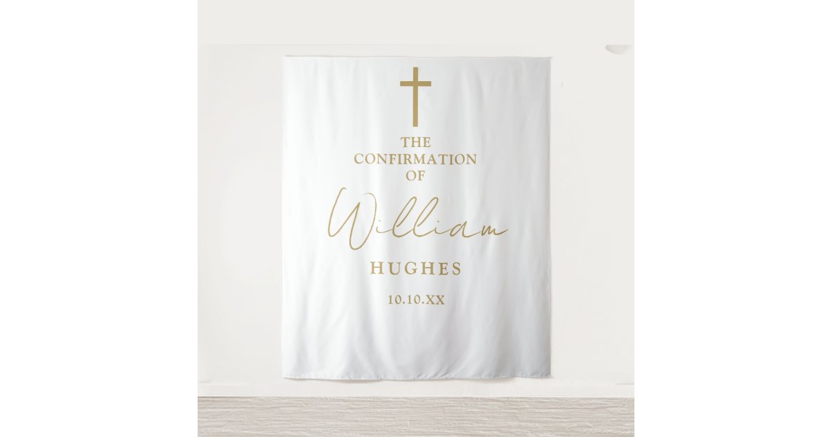 Elegant Gold Confirmation Photo Backdrop | Zazzle