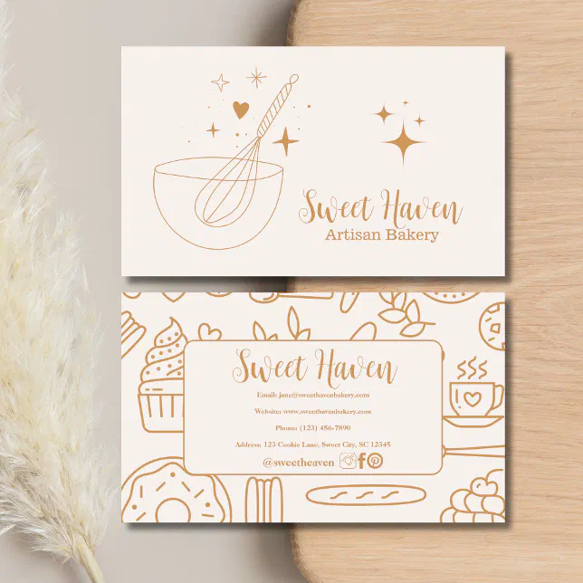 Elegant Gold Cooking Utensil Bakery Business Card | Zazzle