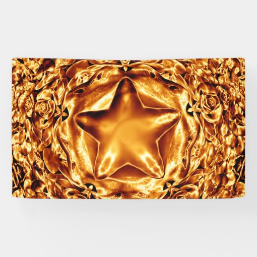 Elegant Gold Copper Christmas Star Chic Banner | Zazzle