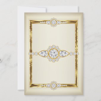 Elegant Gold Cream Diamond Birthday Party Invitation | Zazzle