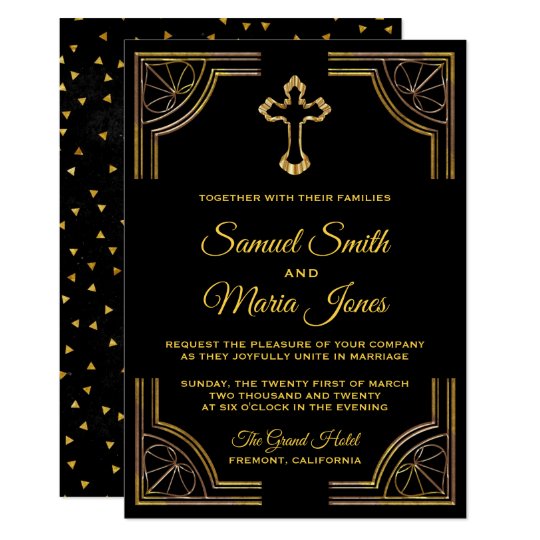 Elegant Gold Cross Christian Wedding Invitation | Zazzle.com