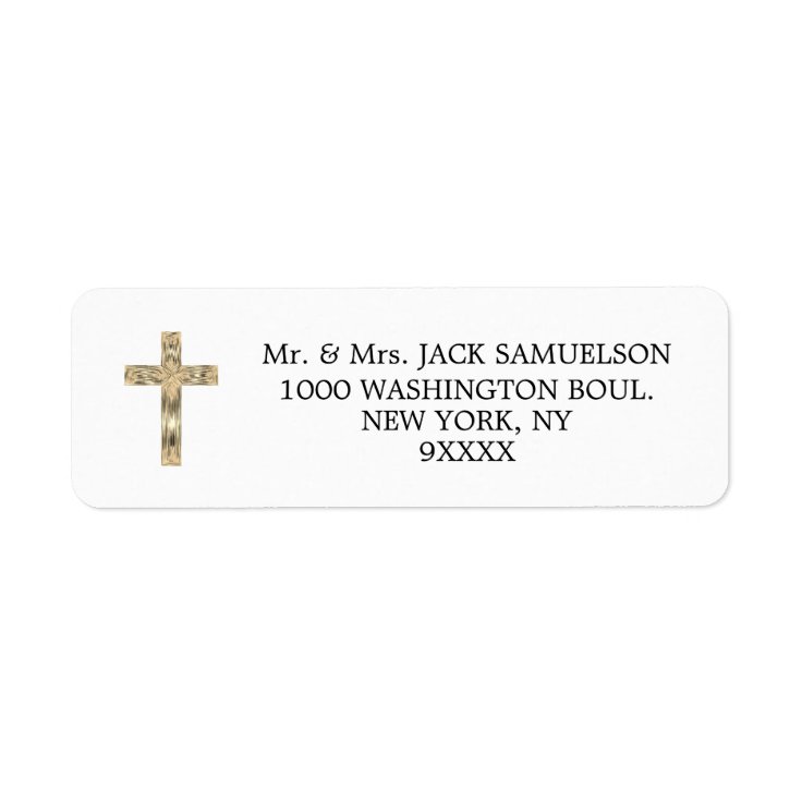 Elegant Gold Cross Religious Christian Catholic Label | Zazzle