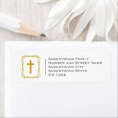 Elegant Gold Cross Return Address Label | Zazzle