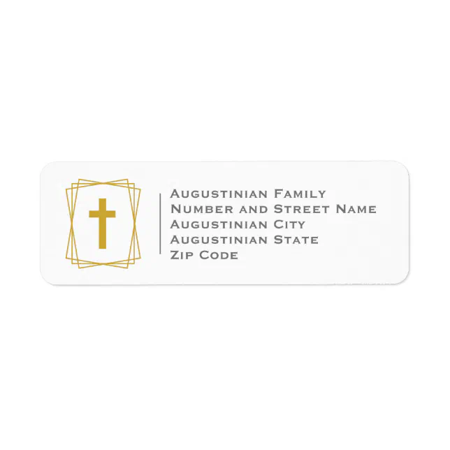Elegant Gold Cross Return Address Label | Zazzle