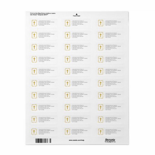 Elegant Gold Cross Return Address Label | Zazzle