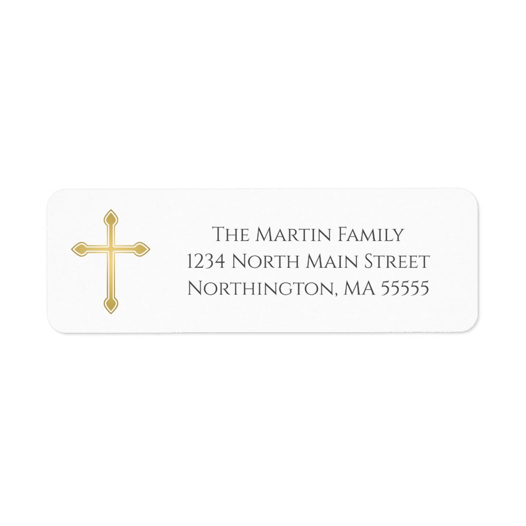 Elegant Gold Cross Return Address Label | Zazzle