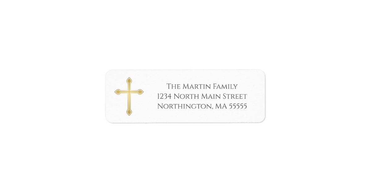 Elegant Gold Cross Return Address Label | Zazzle