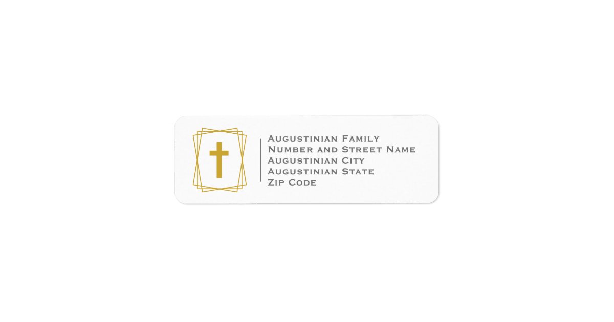 Elegant Gold Cross Return Address Label | Zazzle