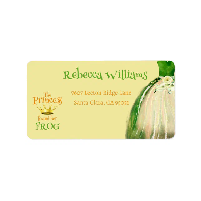 Elegant Gold Crown Princess Frog Bridal Shower Label | Zazzle