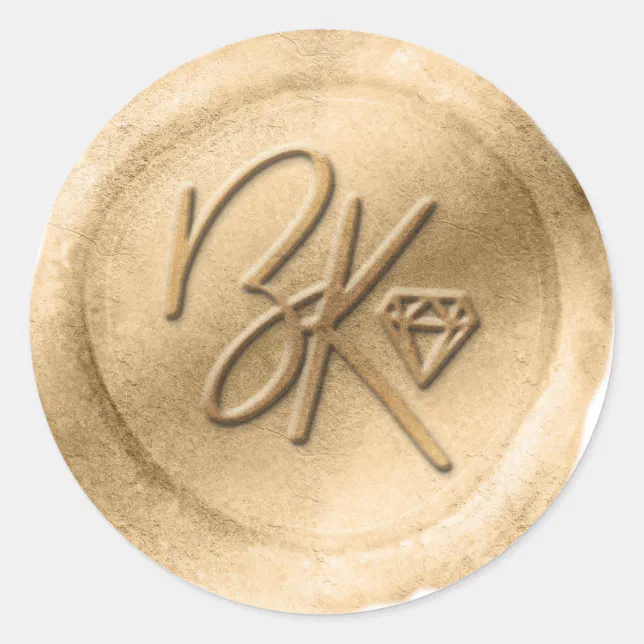 Elegant Gold Custom Made Faux Wax Seal Sticker | Zazzle