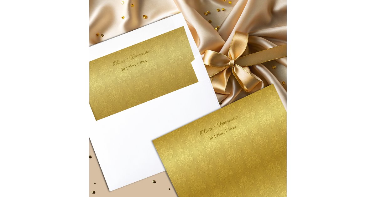 Elegant Gold Damask Pattern Envelope Liner | Zazzle