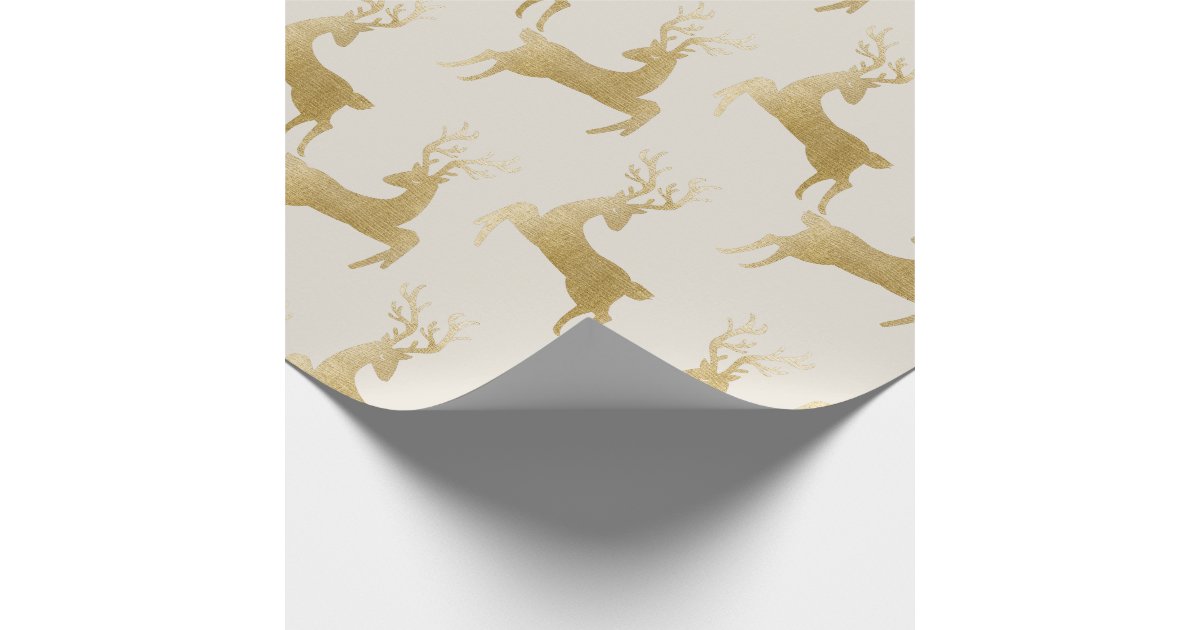 Elegant Gold Deer Christmas Wrapping Paper | Zazzle