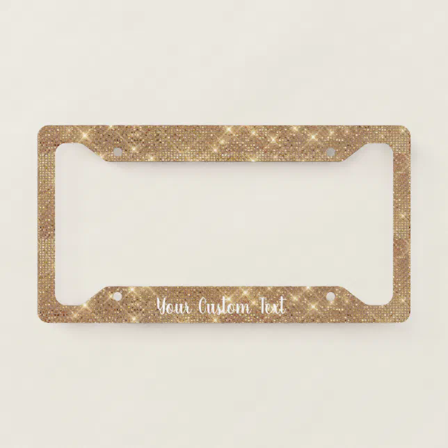 Elegant Gold Diamond Glitter Sparkle Personalized License Plate Frame ...