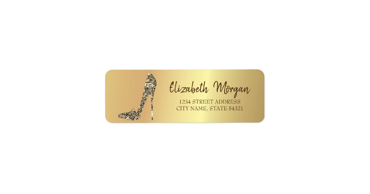 Elegant Gold Diamond High Heels Label | Zazzle