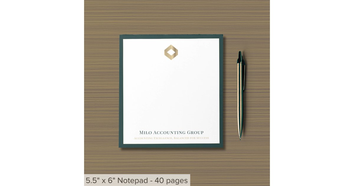Elegant Gold Diamond Logo Notepad | Zazzle