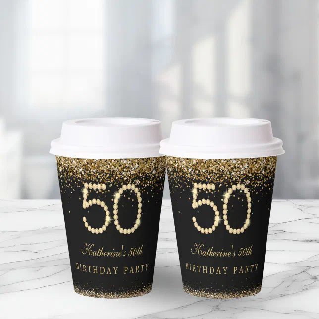 Elegant Gold Diamonds 50th Birthday Party Paper Cups | Zazzle