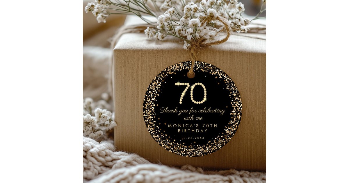 Elegant Gold Diamonds 70th Birthday Favor Tags | Zazzle