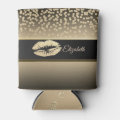 Elegant Gold Diamonds-Glittery Lip-Personalized Can Cooler | Zazzle