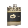 Elegant Gold Diamonds-Glittery Lip-Personalized Hip Flask | Zazzle