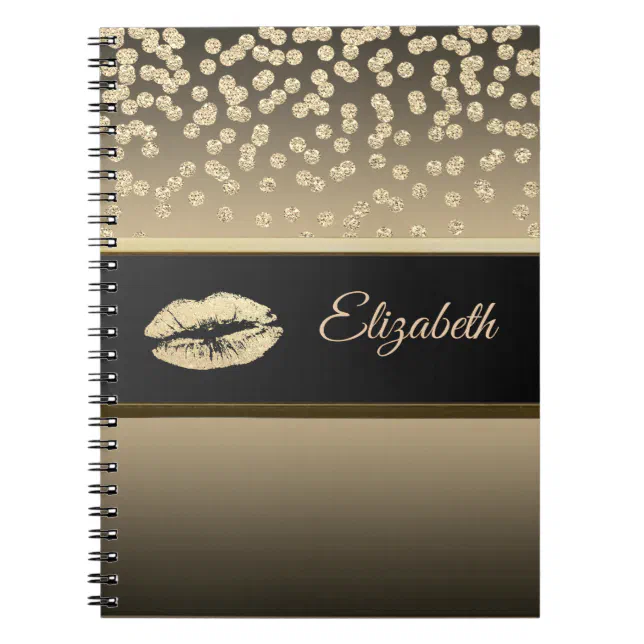 Elegant Gold Diamonds-Glittery Lip-Personalized Notebook | Zazzle