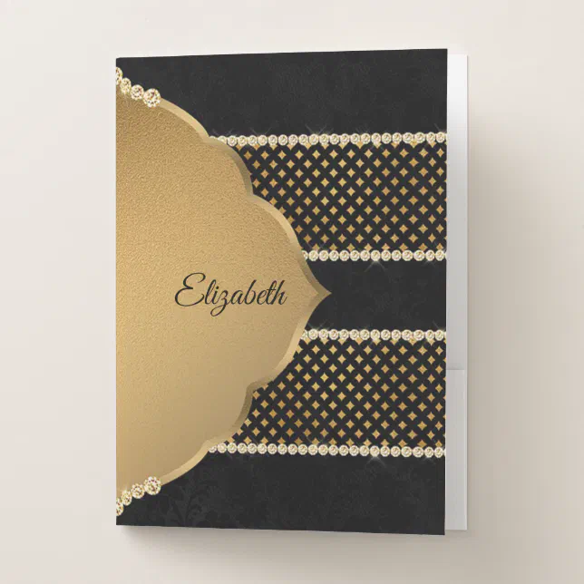 Elegant, Gold Diamonds-Personalized Pocket Folder | Zazzle