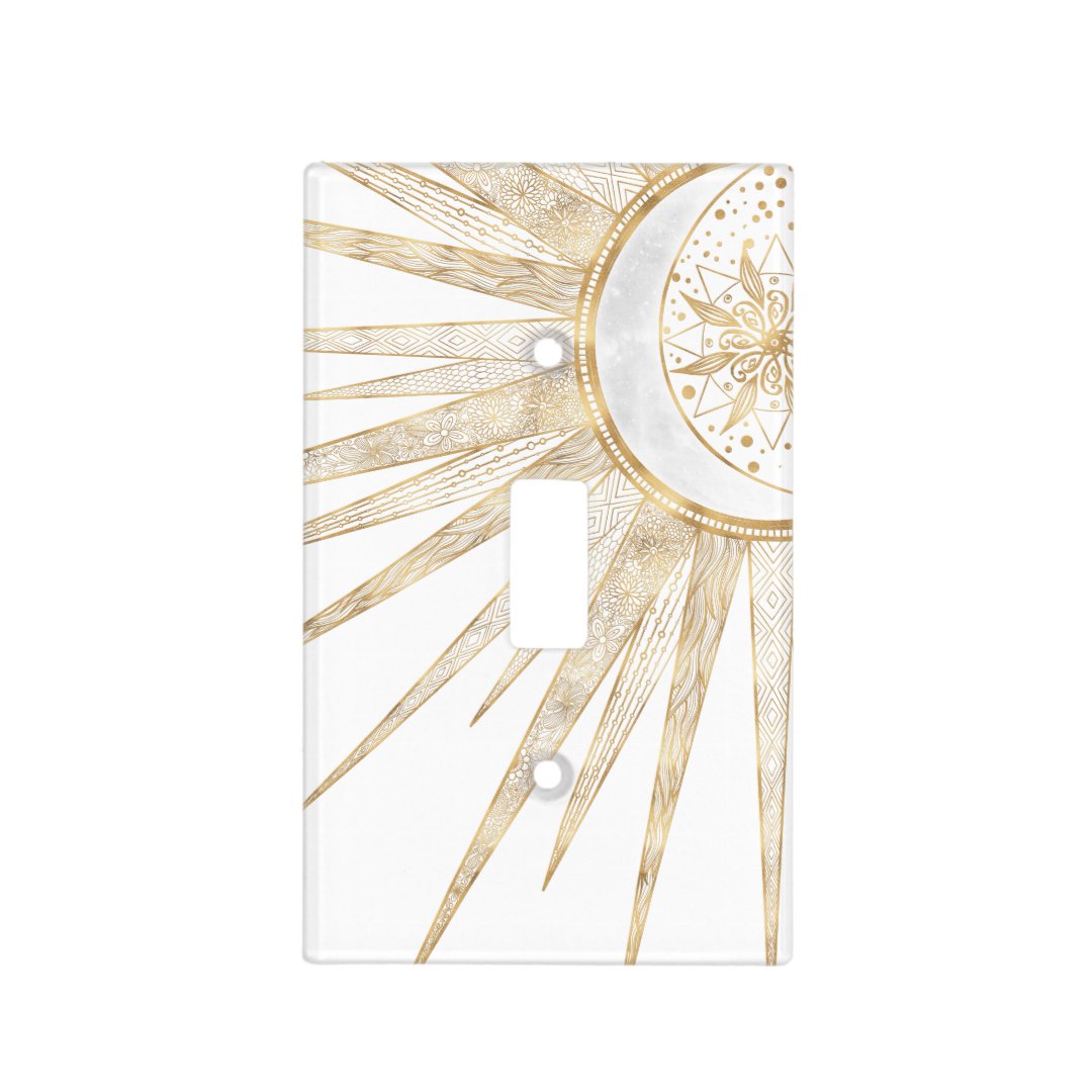 Elegant Gold Doodles Sun Moon Mandala Design Light Switch Cover | Zazzle