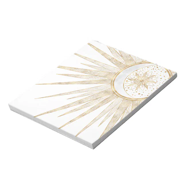 Elegant Gold Doodles Sun Moon Mandala Design Notepad | Zazzle