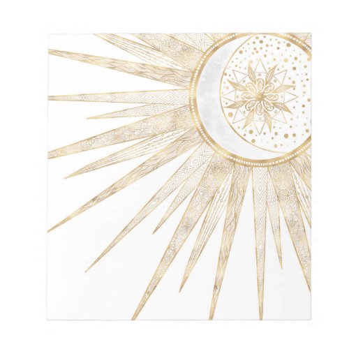 Elegant Gold Doodles Sun Moon Mandala Design Notepad | Zazzle