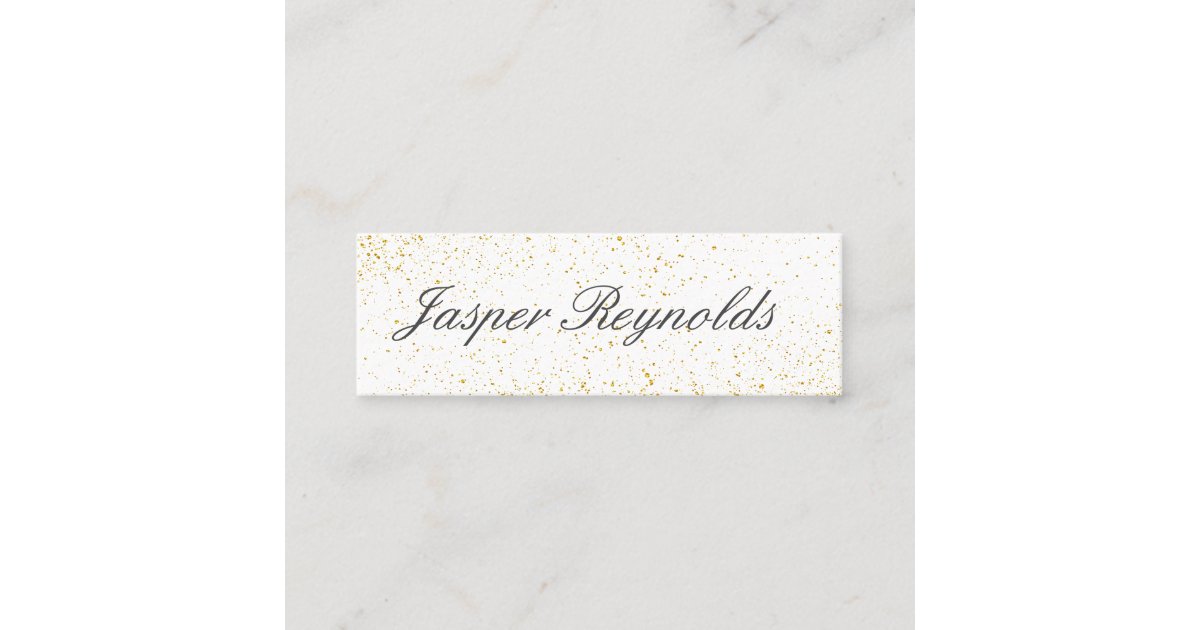Elegant Gold Dust Black White Mini Business Card | Zazzle