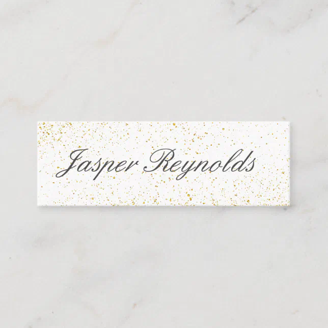 Elegant Gold Dust Black White Mini Business Card | Zazzle