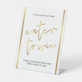 Elegant Gold Effect Business Raffle Enter to Win Pedestal Sign | Zazzle