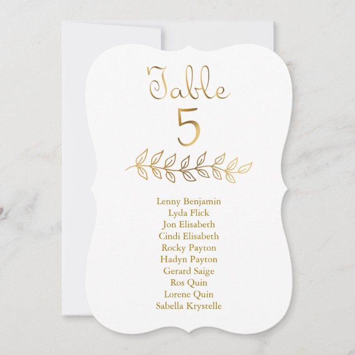 Elegant Gold effect Table Number 5 Seating Chart | Zazzle.com