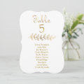 Elegant Gold effect Table Number 5 Seating Chart | Zazzle
