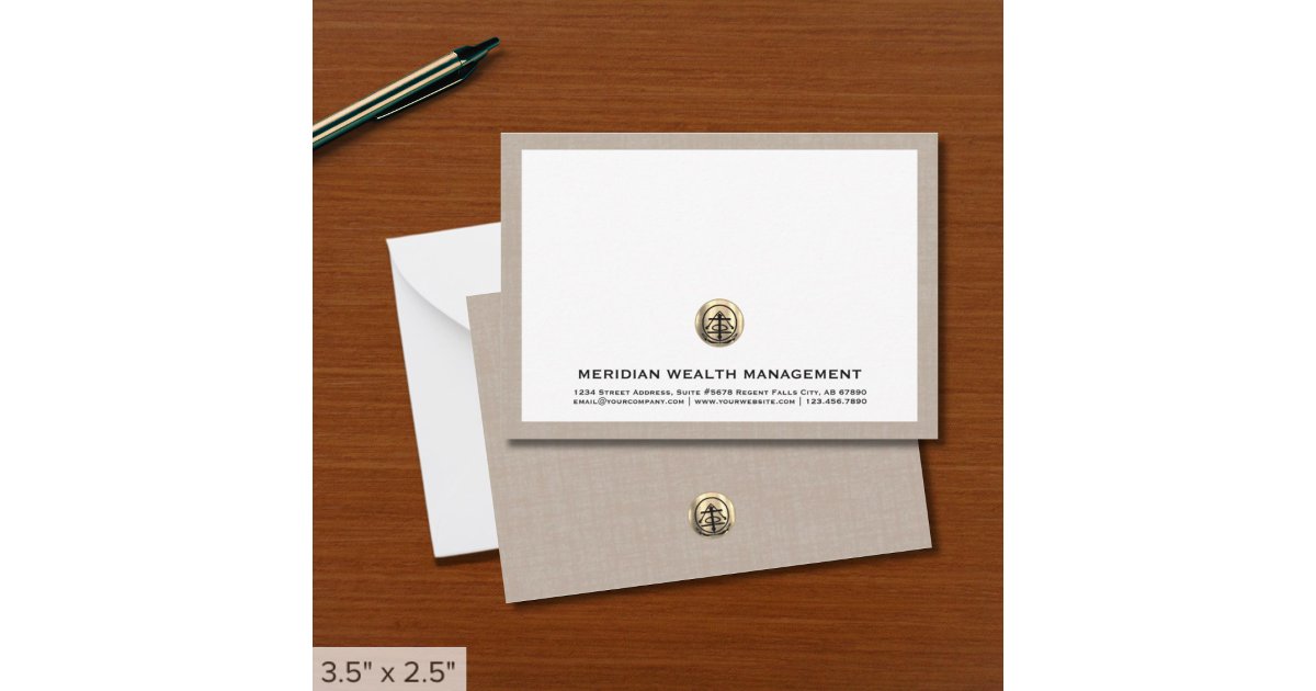 Elegant Gold Emblem Business Note Card | Zazzle
