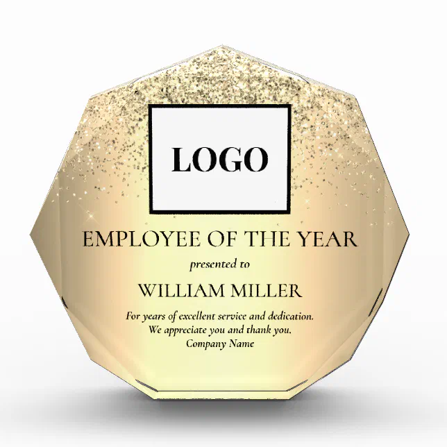 Elegant Gold Employee Appreciation Logo Custom Acrylic Award | Zazzle