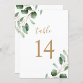 Elegant Gold Eucalyptus Greenery 5x7 Table Numbers | Zazzle